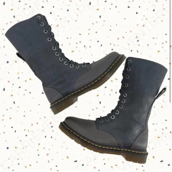 Dr. Martens | Shoes | Dr Martens Hazil Tall Blue Grey Combat Boot Size ...